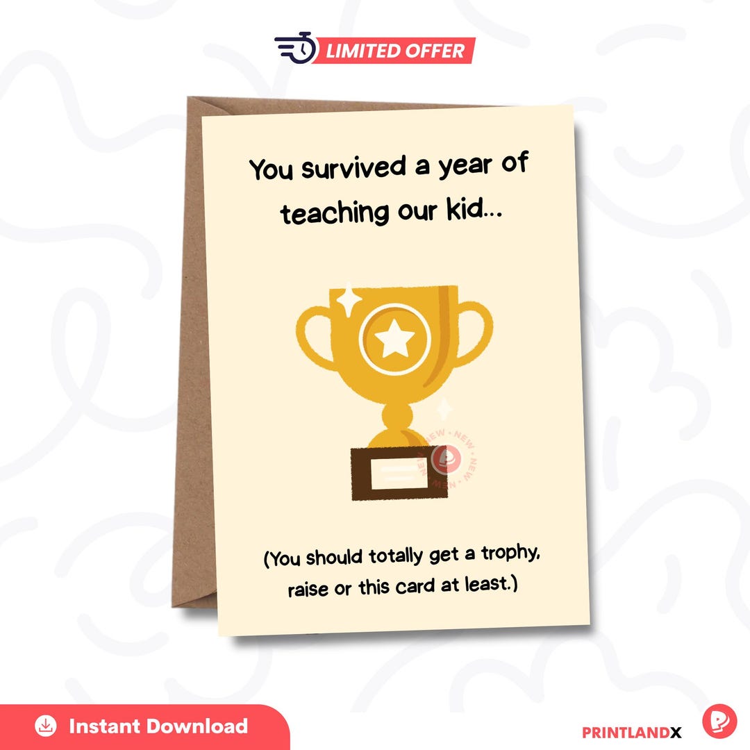 Funny Teacher Card Printable | Funny Printable Thank You | End of Year ...