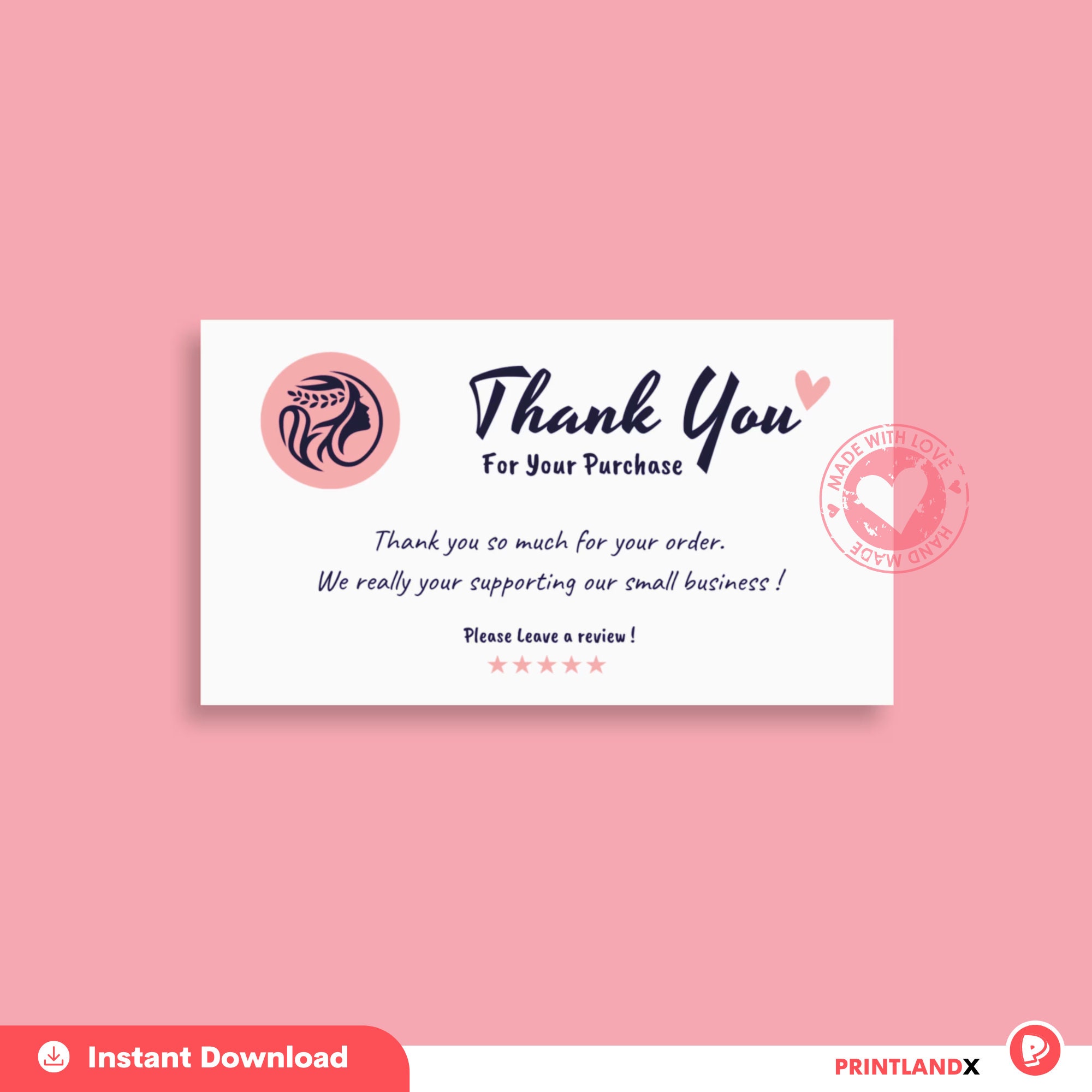 Thank You Card Template, Thank You Insert, Canva Thank You, Modern ...