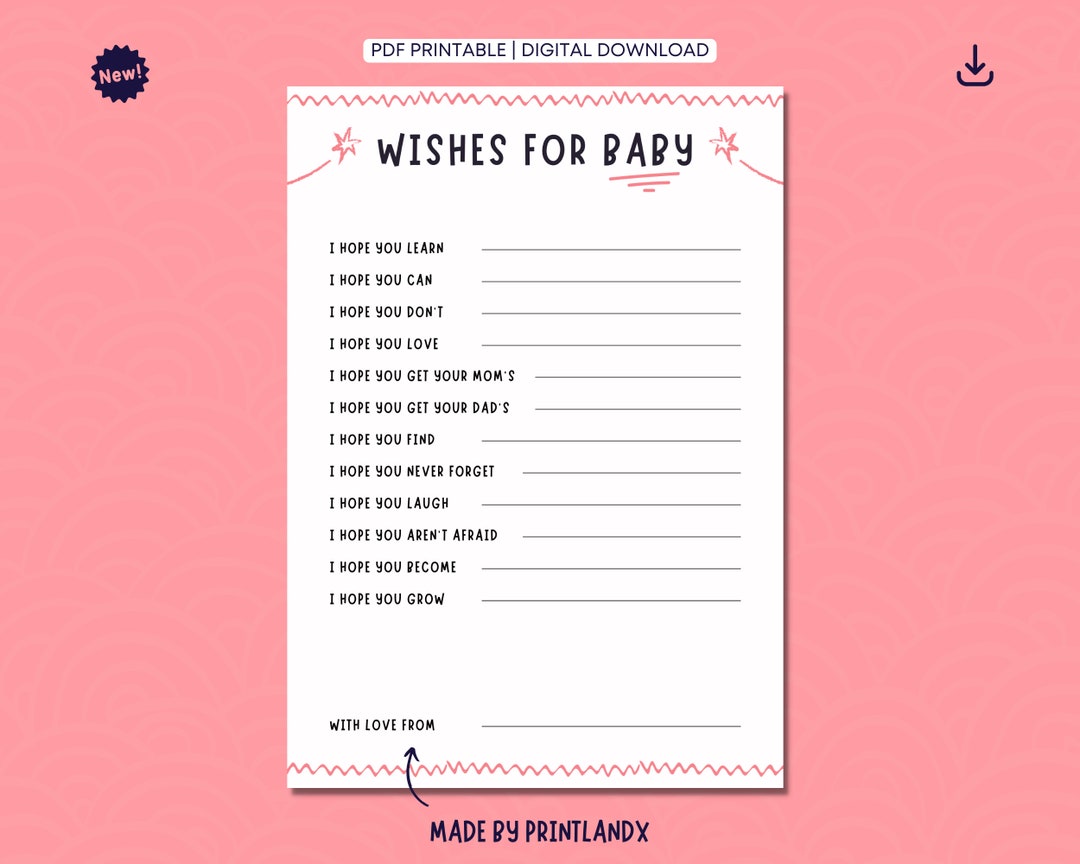 Baby Shower Game | Baby Shower Wishes for Baby Game PDF | Baby Shower ...