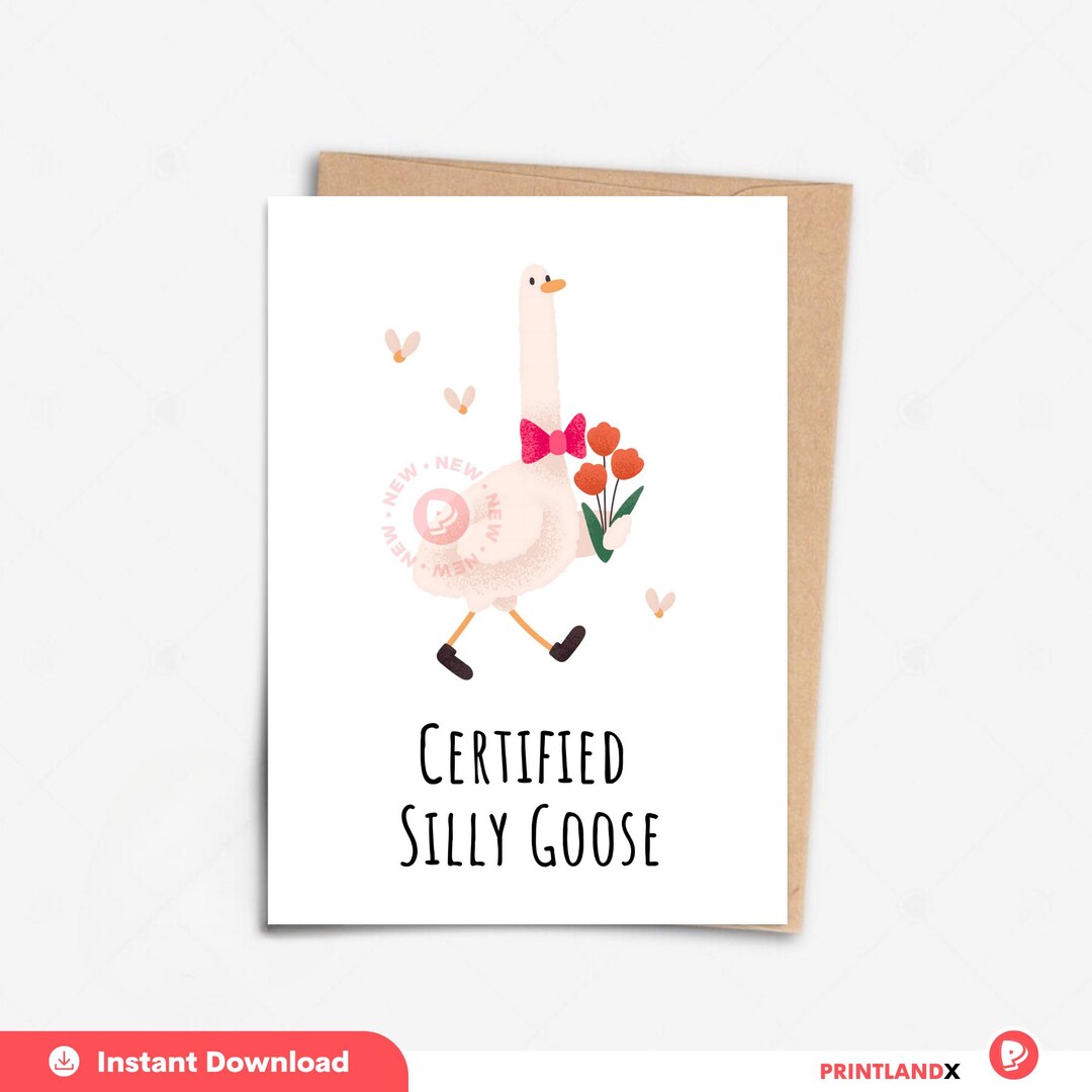 Silly Goose Card – Funny Printable Greeting - Goose Greeting– Cottage ...