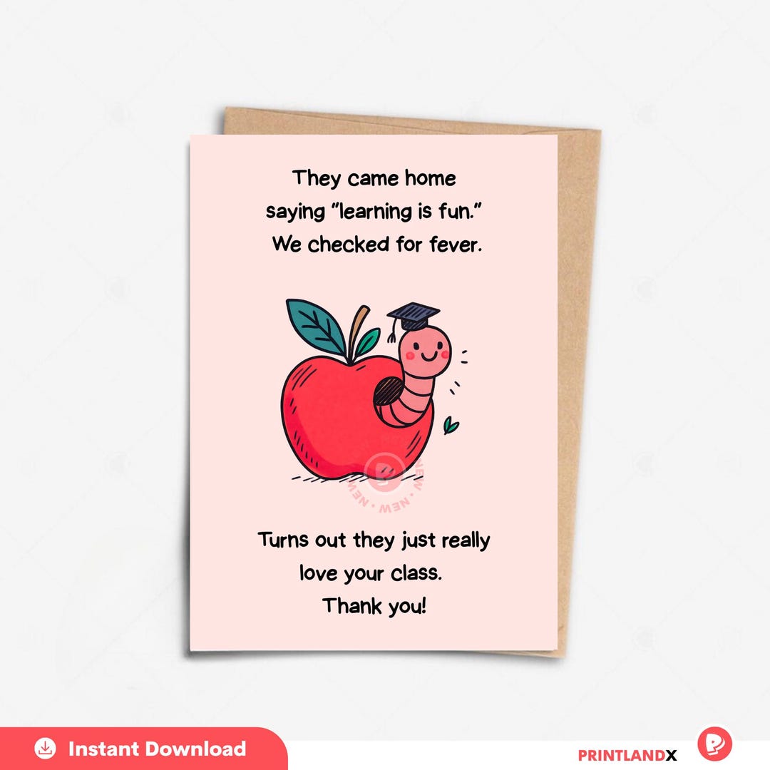 Funny Teacher Thank You Card Printable, Teacher Appreciation Gift ...