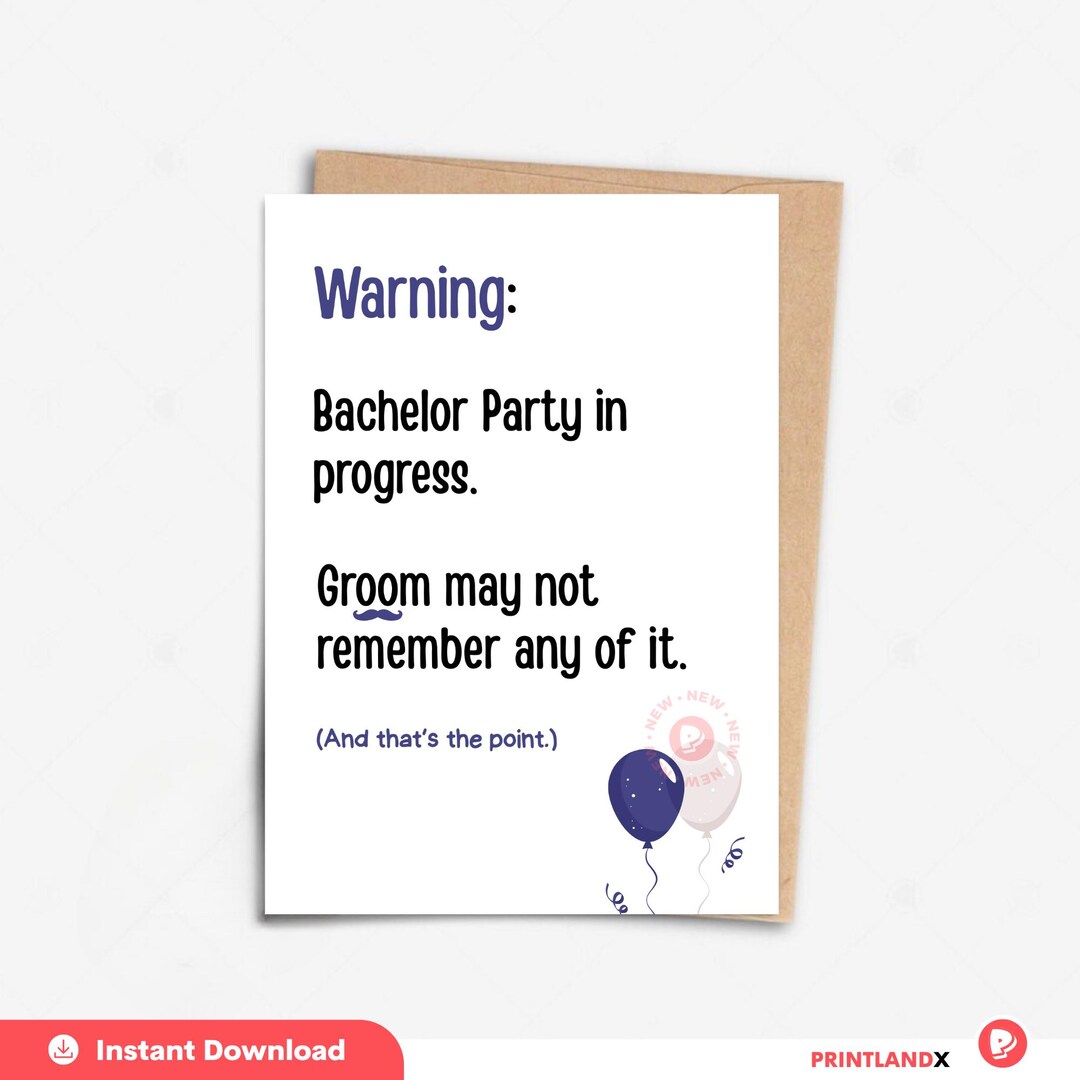 Funny Bachelor Party Card Quirky Groom Gift Bachelor Weekend Printable ...