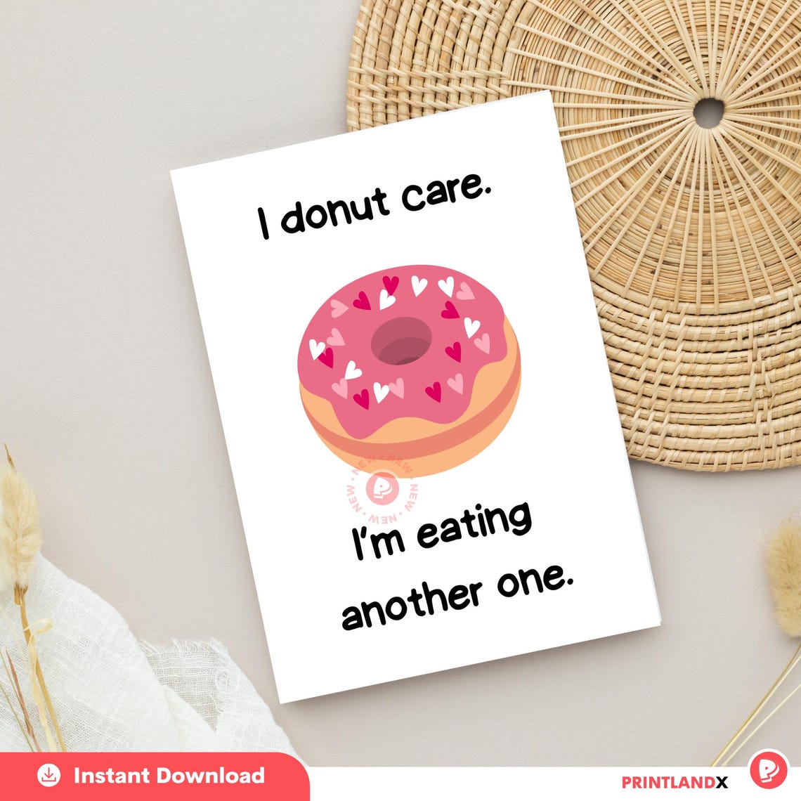 Funny Donut Card | Cute Donut Lover Gift | Printable Funny Food Card ...