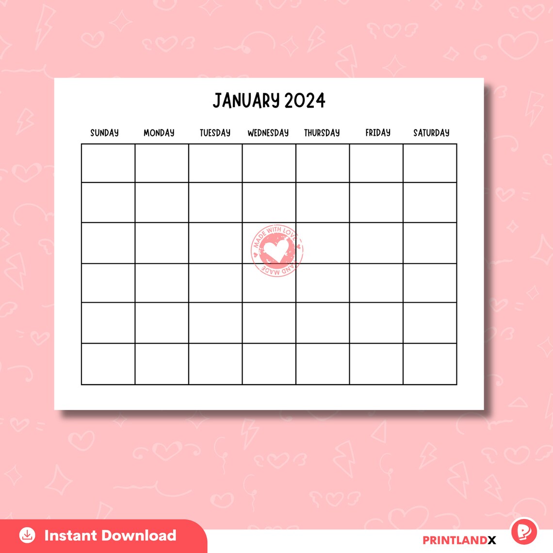 Monthly Blank Calendar, Simple Calendar, Free Printable, Printable ...
