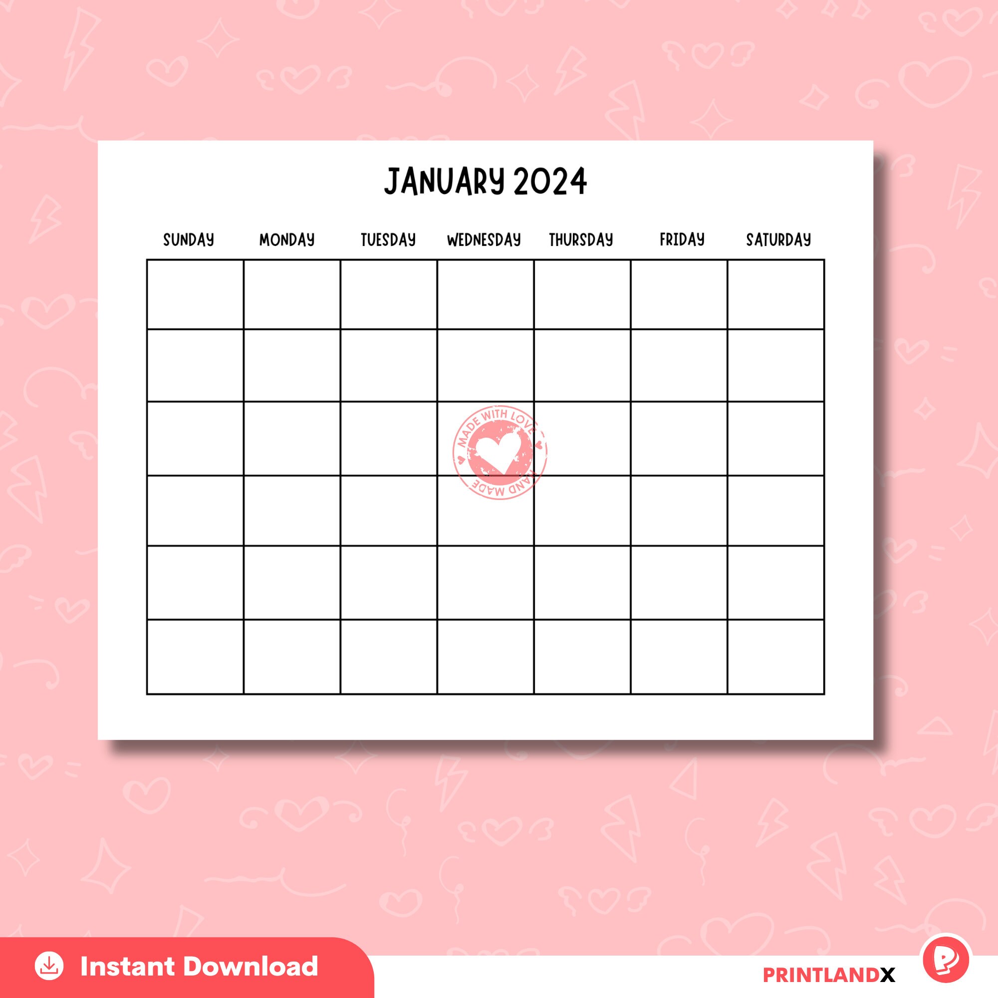 Monthly Blank Calendar, Simple Calendar, Free Printable, Printable ...