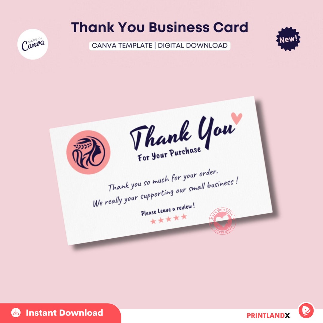 Thank You Card Template, Thank You Insert, Canva Thank You, Modern ...