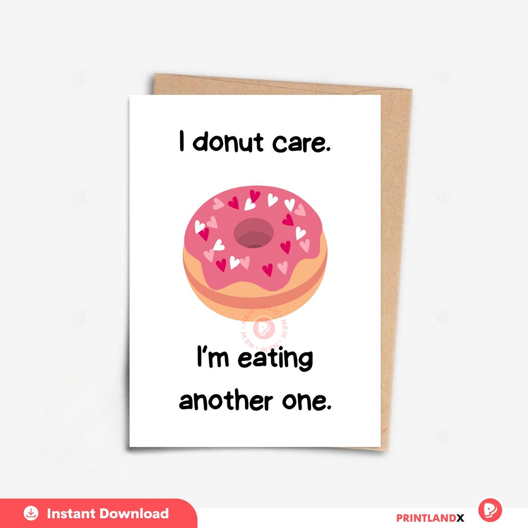 Funny Donut Card | Cute Donut Lover Gift | Printable Funny Food Card ...