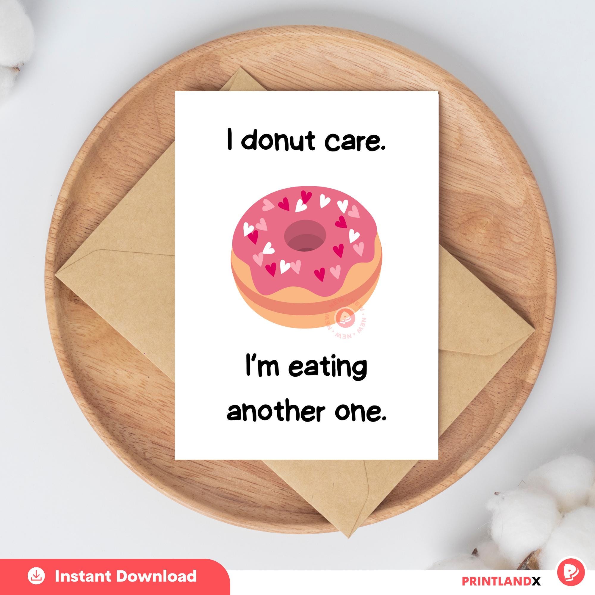 Funny Donut Card | Cute Donut Lover Gift | Printable Funny Food Card ...