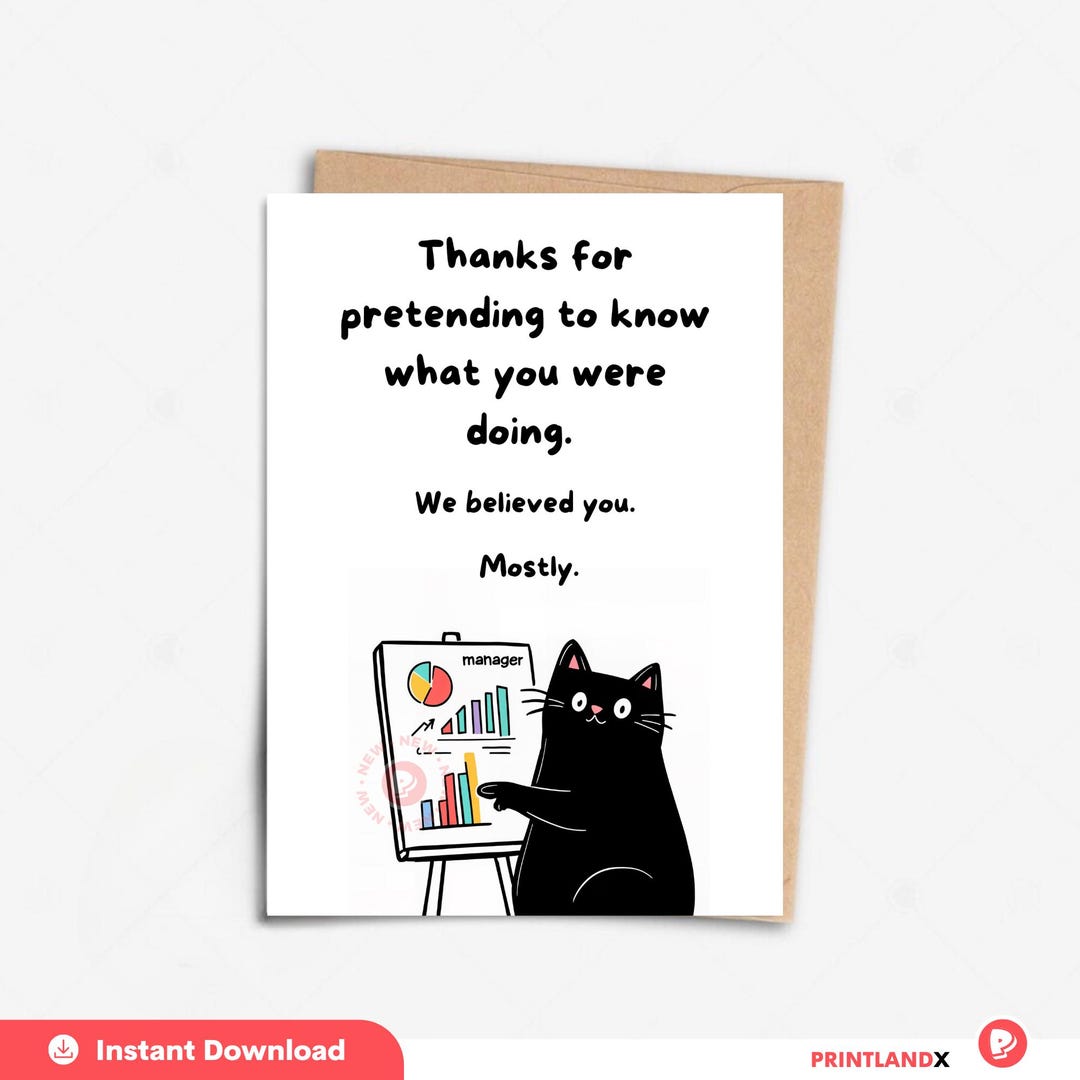 Funny Cat Retirement Card for Coworker: Sarcastic Office Farewell (PDF ...