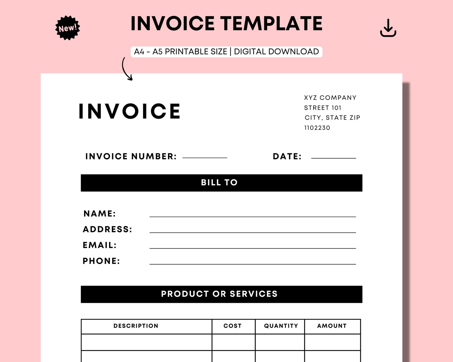 Professional Printable Invoice Template Invoice Printable Template ...