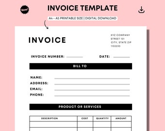 Professional Printable Invoice Template | Invoice Printable Template ...