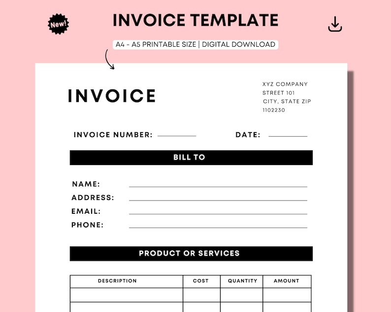 Professional Printable Invoice Template | Invoice Printable Template ...