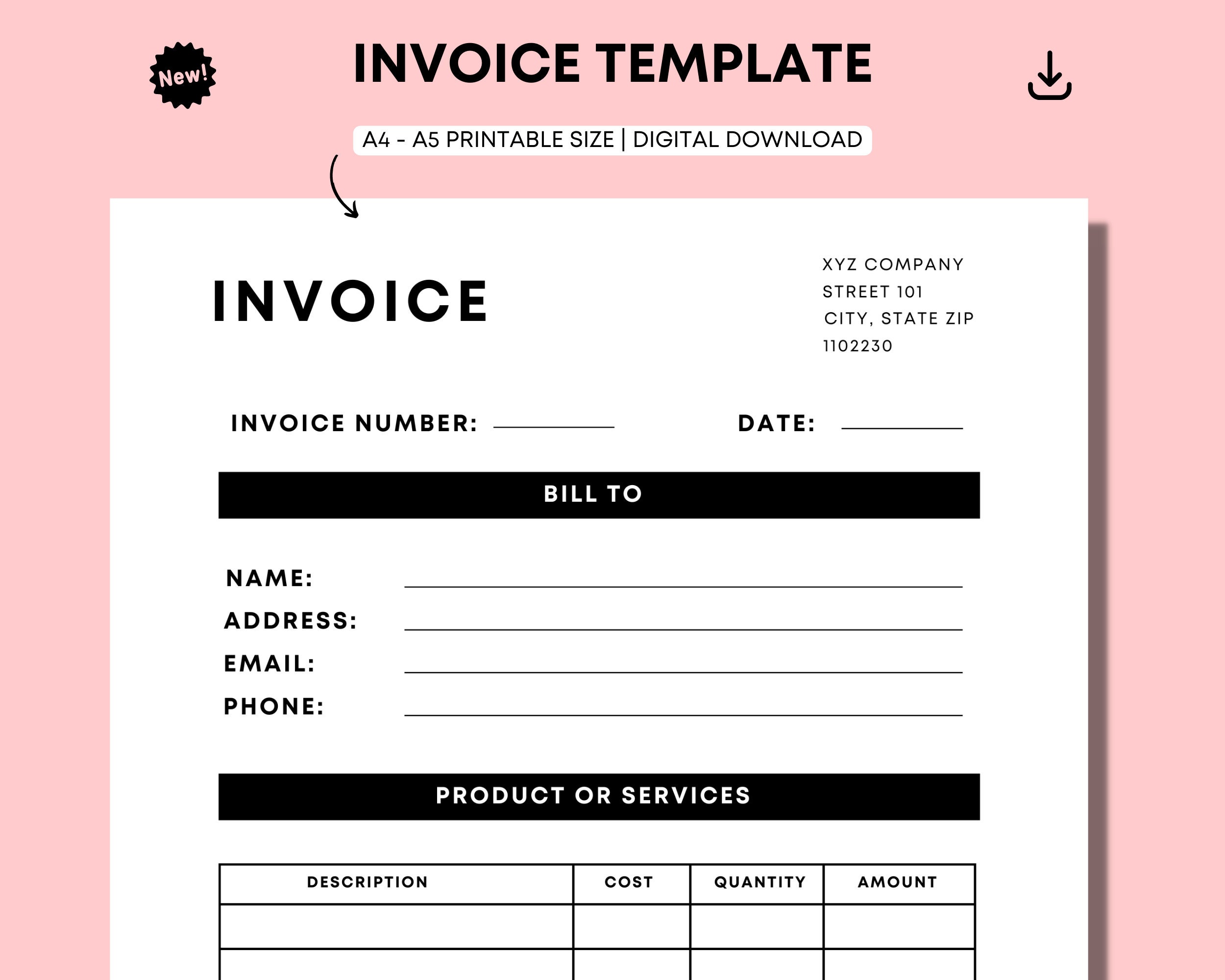 Professional Printable Invoice Template | Invoice Printable Template ...