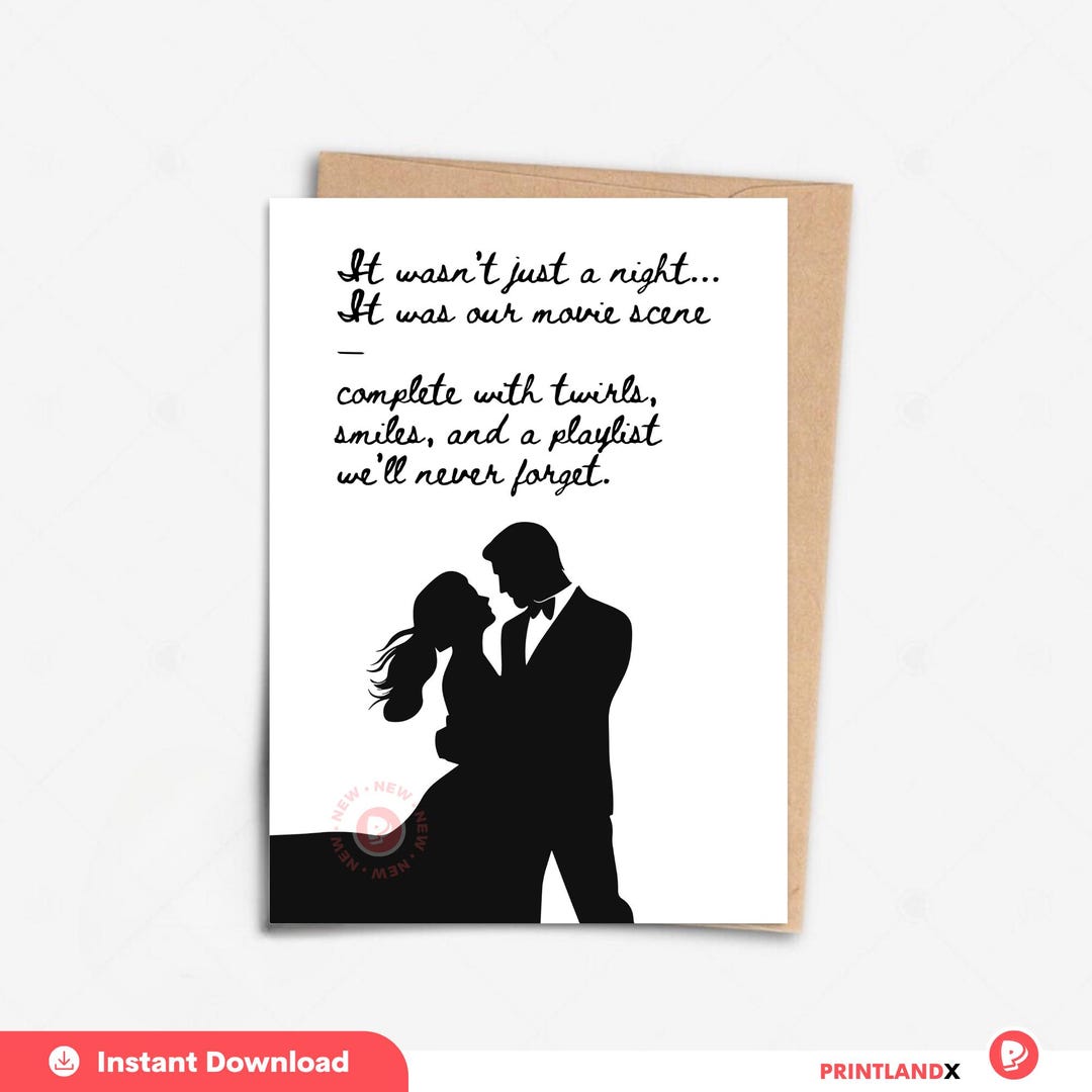 Prom Night Card Printable - Romantic Prom Memory Quote - Movie Scene ...