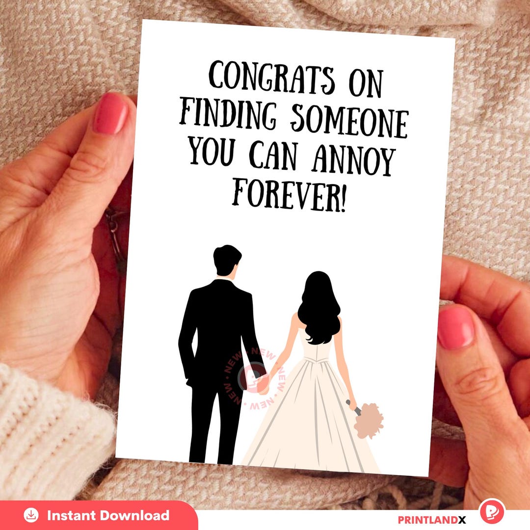 Funny Wedding Card Cheeky Wedding Printable Card Humorous Engagement ...