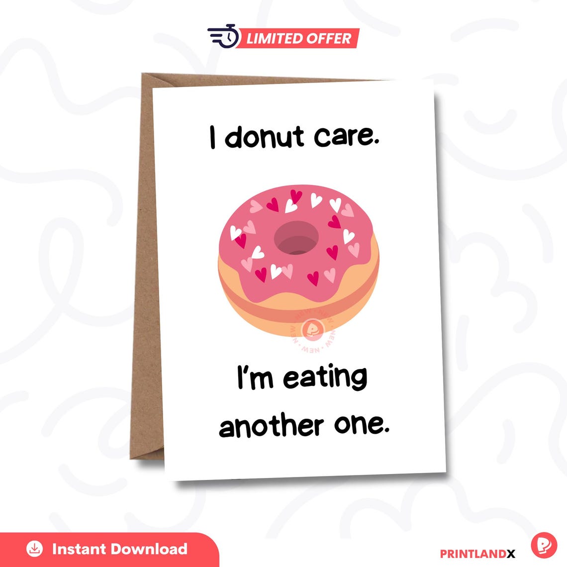Funny Donut Card | Cute Donut Lover Gift | Printable Funny Food Card ...
