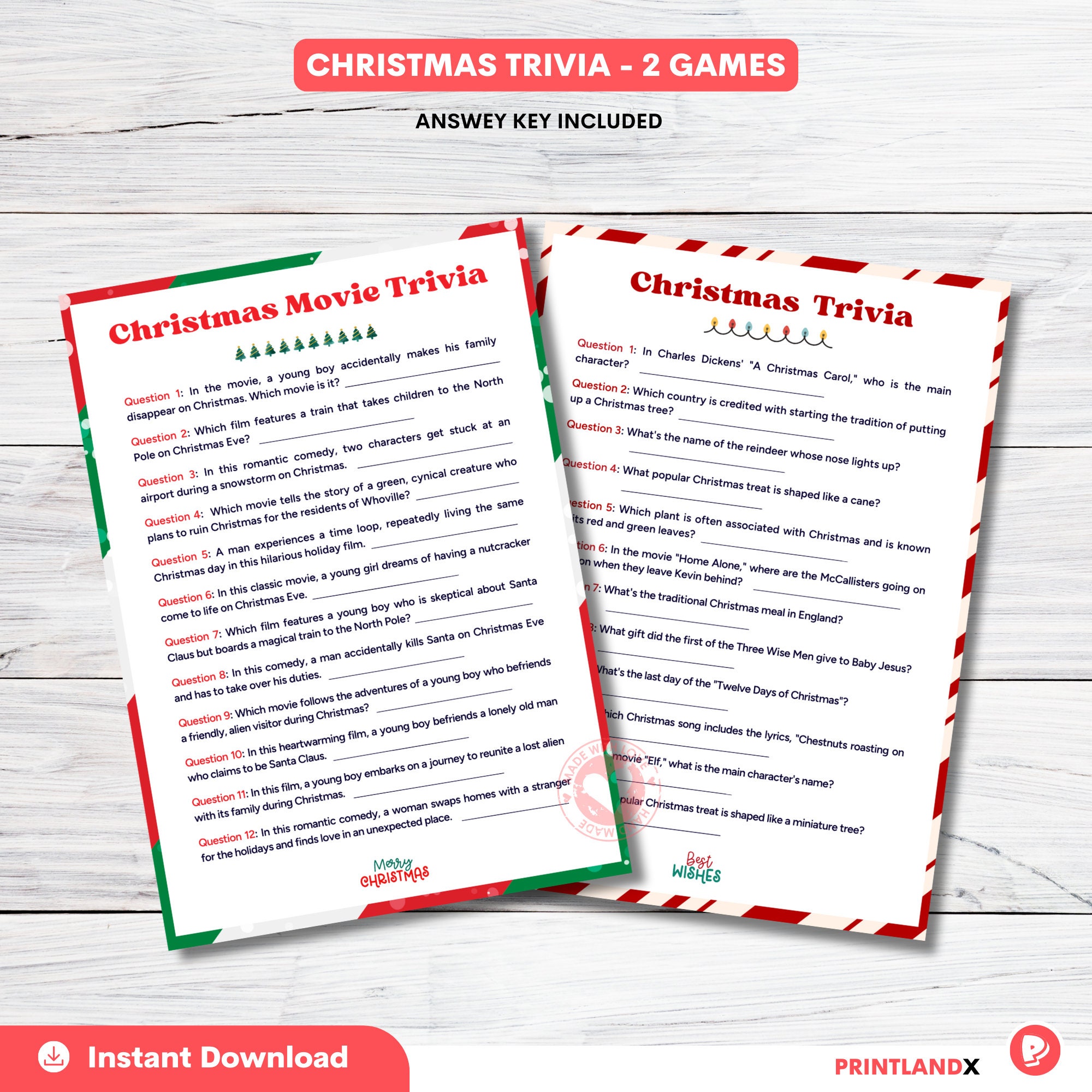 Christmas Trivia Printable | Christmas Movie Trivia | Christmas Party ...