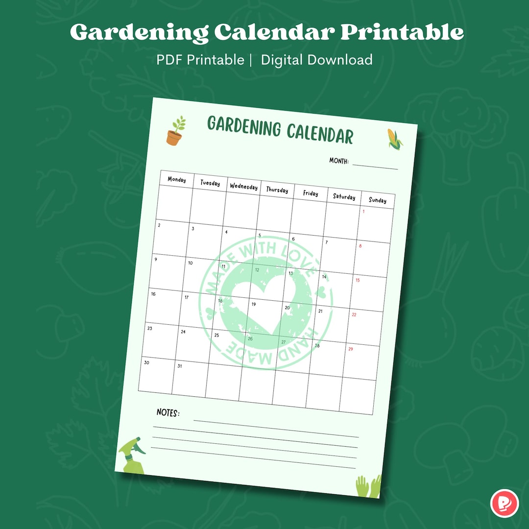 Gardening Calendar Printable PDF | Monthly Garden Planner | Planting ...