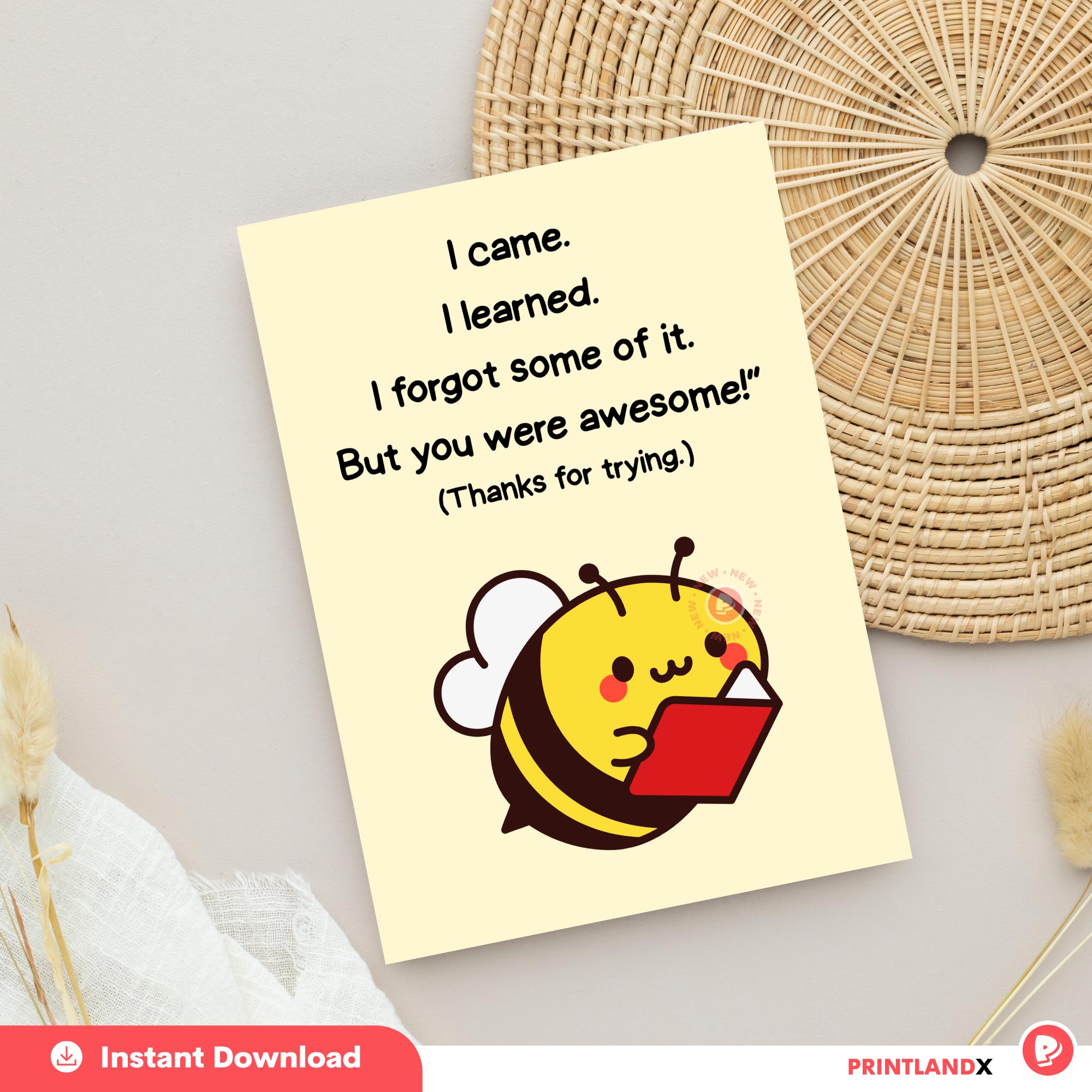 Funny Teacher Thank You Card Printable | Funny Student Thank You ...