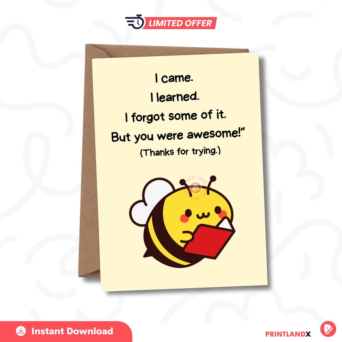 Funny Teacher Thank You Card Printable | Funny Student Thank You ...