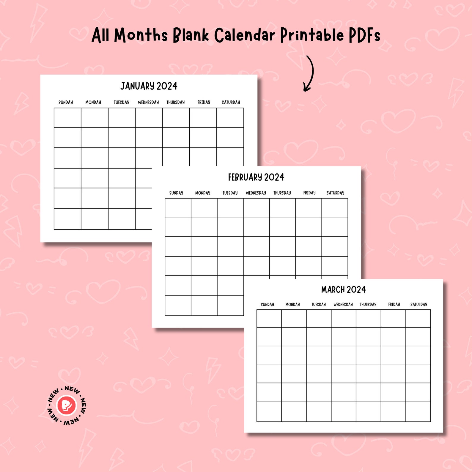 Monthly Blank Calendar, Simple Calendar, Free Printable, Printable ...