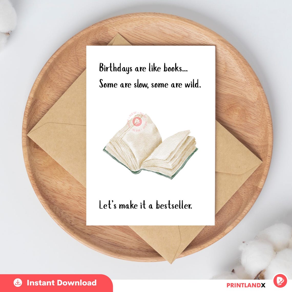 Book Lover Birthday Card – Printable Funny Birthday Card – Literary ...