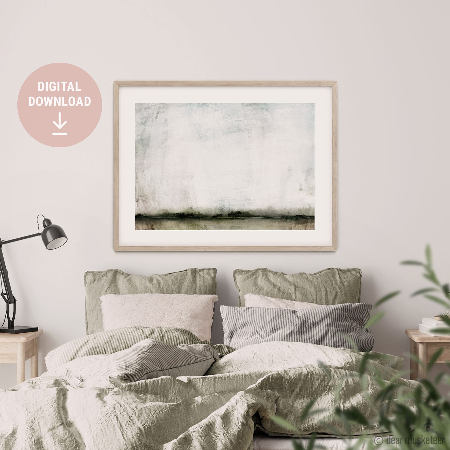 River Walk Landscape Digital Art Print, Blue and Green Poster, Modern ...