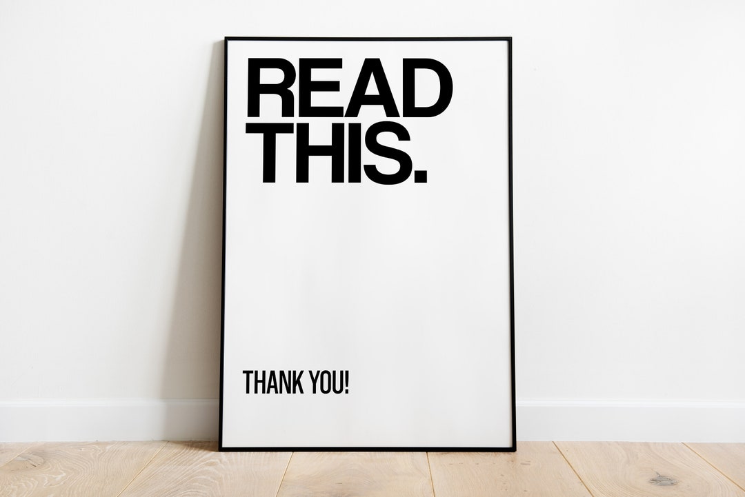 Minimalist Typography Poster “READ THIS” – Modern Wall Print, Black and ...