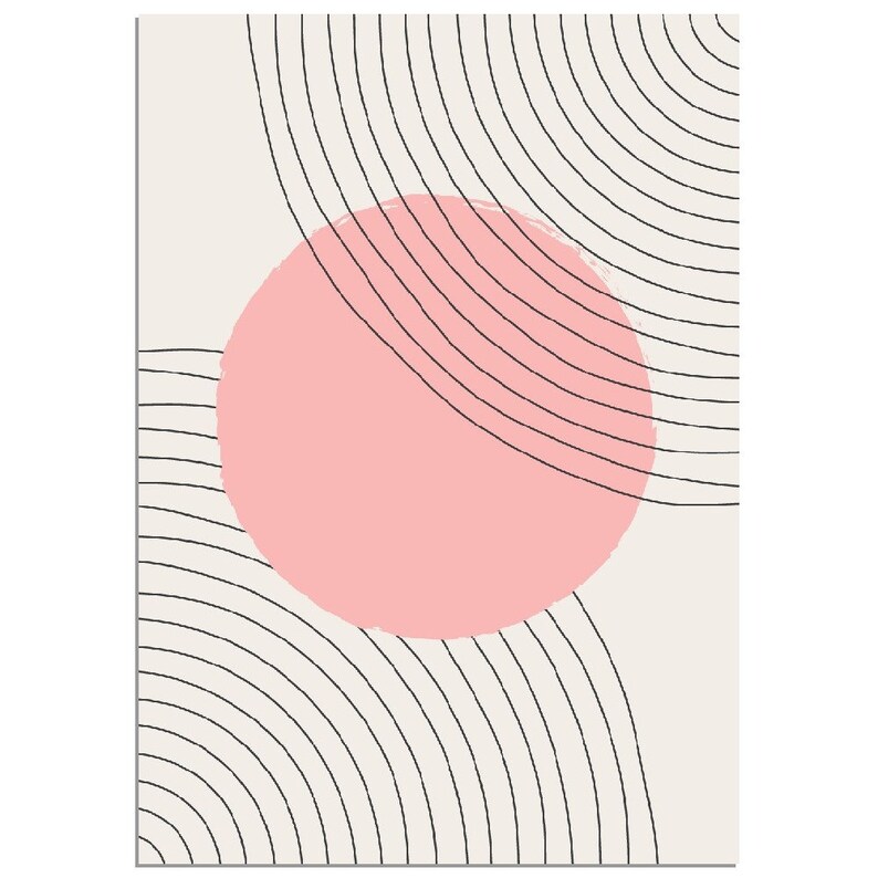 Poster: LINES 01 | Geometry Art Print Minimalist Pink Orange Black ...