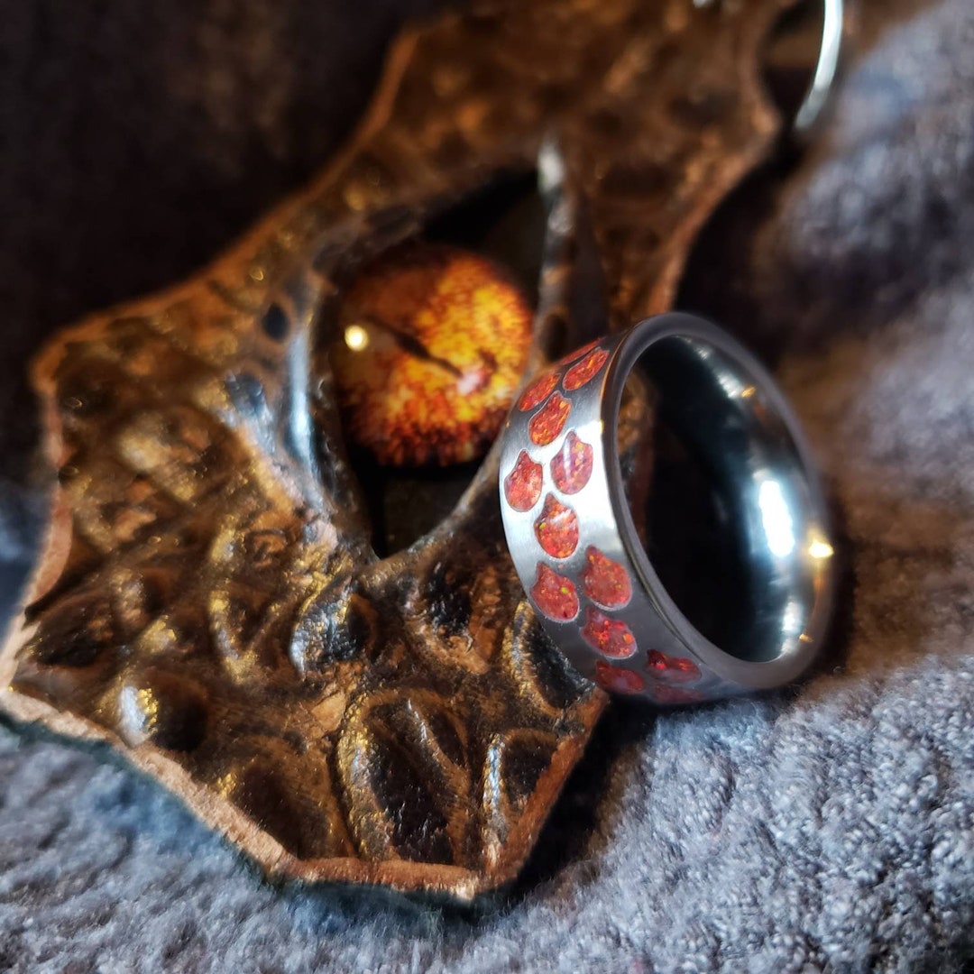 Titanium Red Dragon Ring - Custom Enchanted TTRPG Jewelry for Gamers ...
