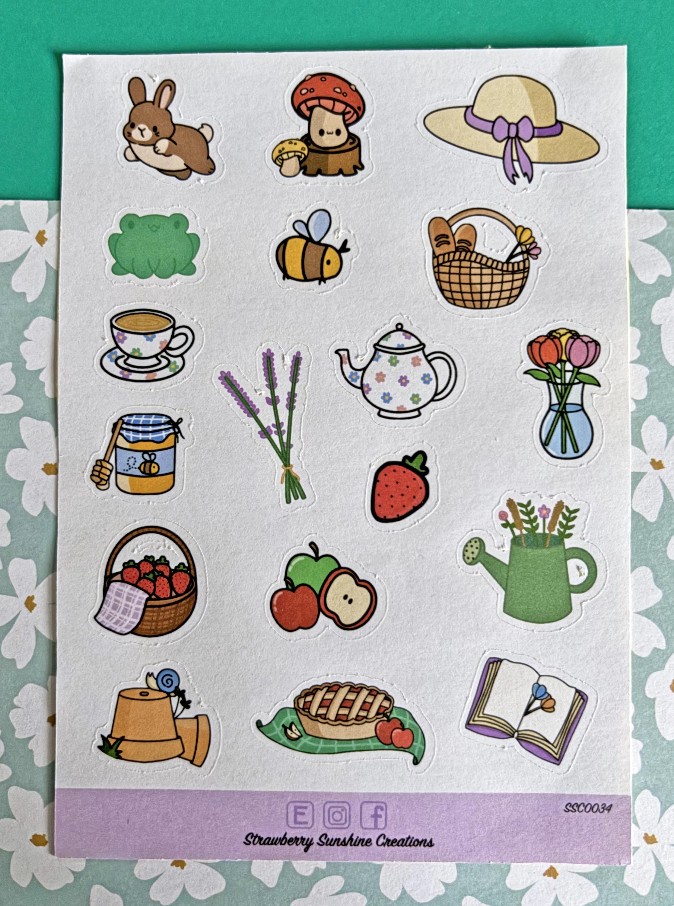 Kawaii Cottagecore Sticker Sheet - Cottagecore - Stickers - Sticker ...