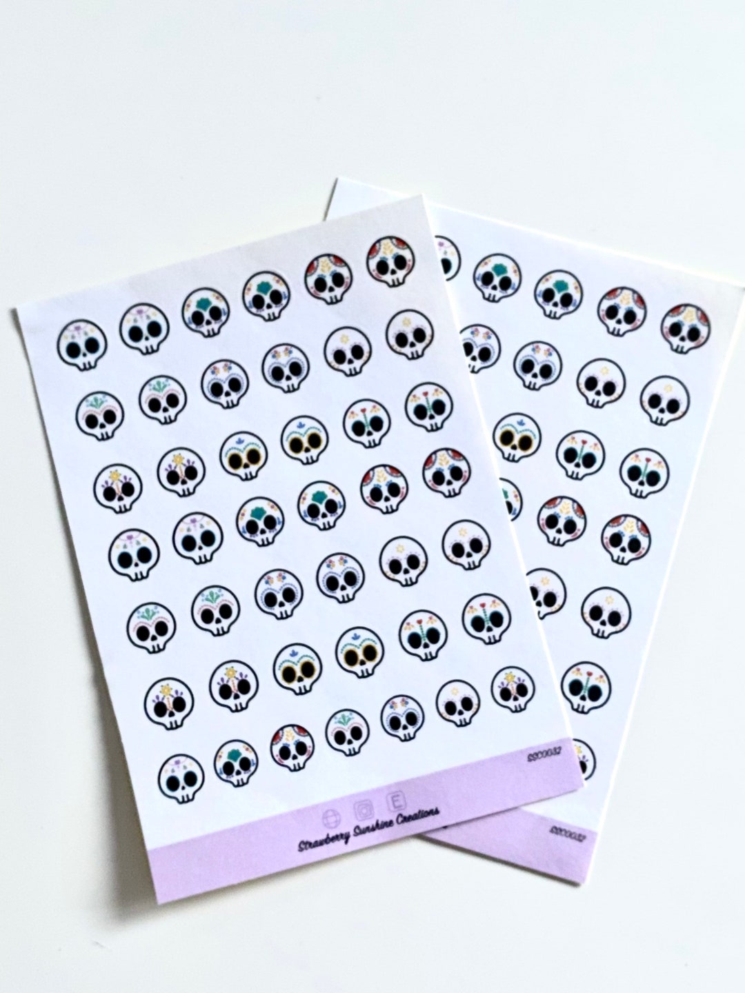 Kawaii Sugar Skull Sticker Sheet - Sugar Skull - Sticker Sheet - SSC ...