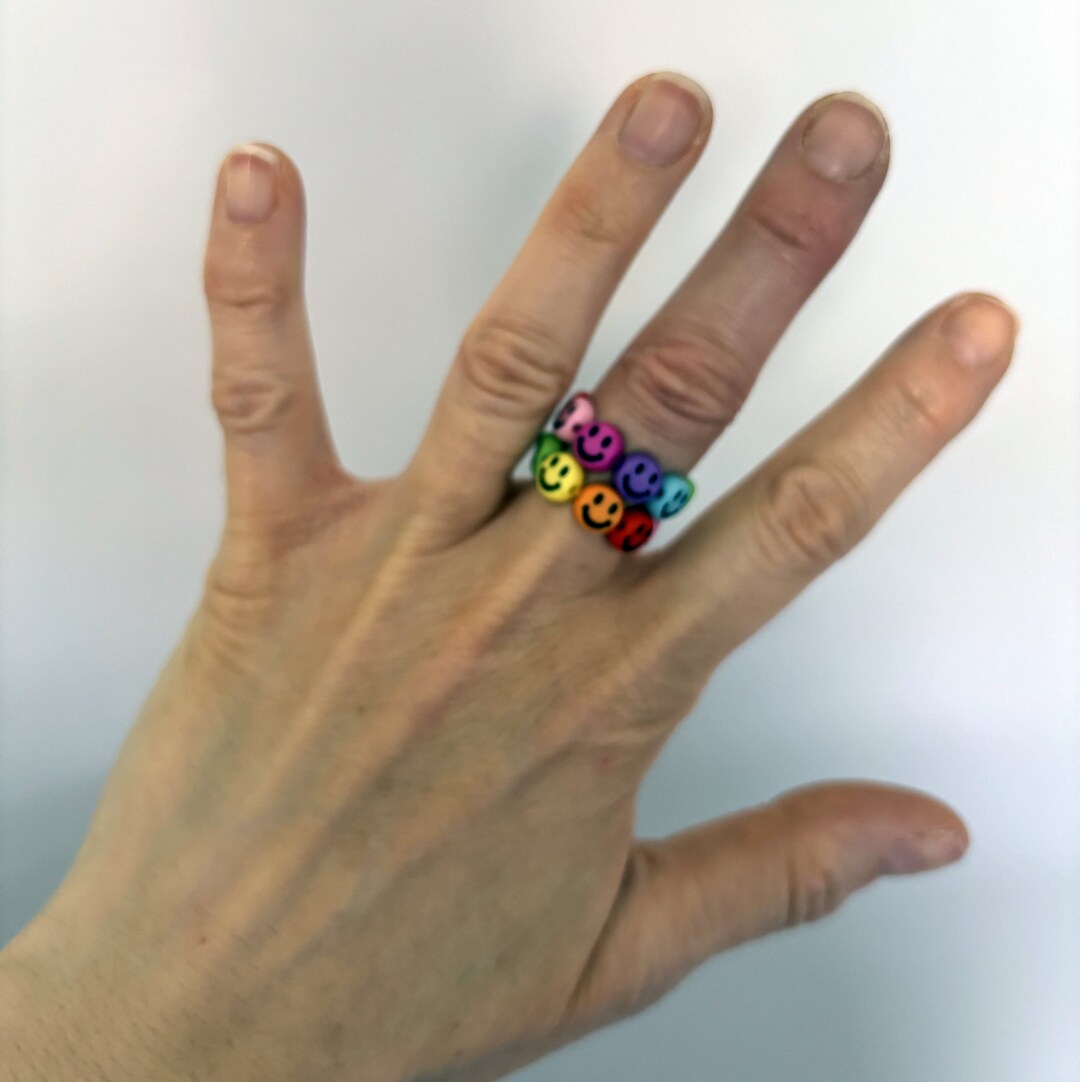 Rainbow Smiley Face Ring - Smile - Rainbow - Ring - Etsy