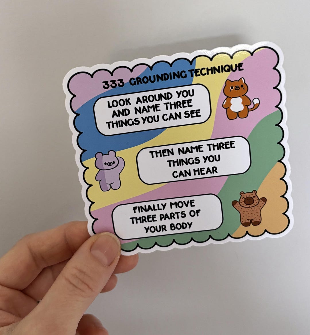 333 Grounding Technique Gloss Vinyl Sticker - 333 - Sticker - Anxiety ...