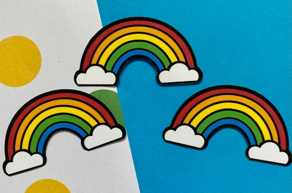 Rainbow and Clouds Vinyl Sticker Rainbow Sticker Kawaii - Etsy