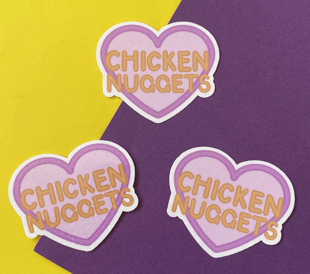 Kawaii Sparkle Chicken Nugget Heart Vinyl Sticker - Chicken Nuggets ...