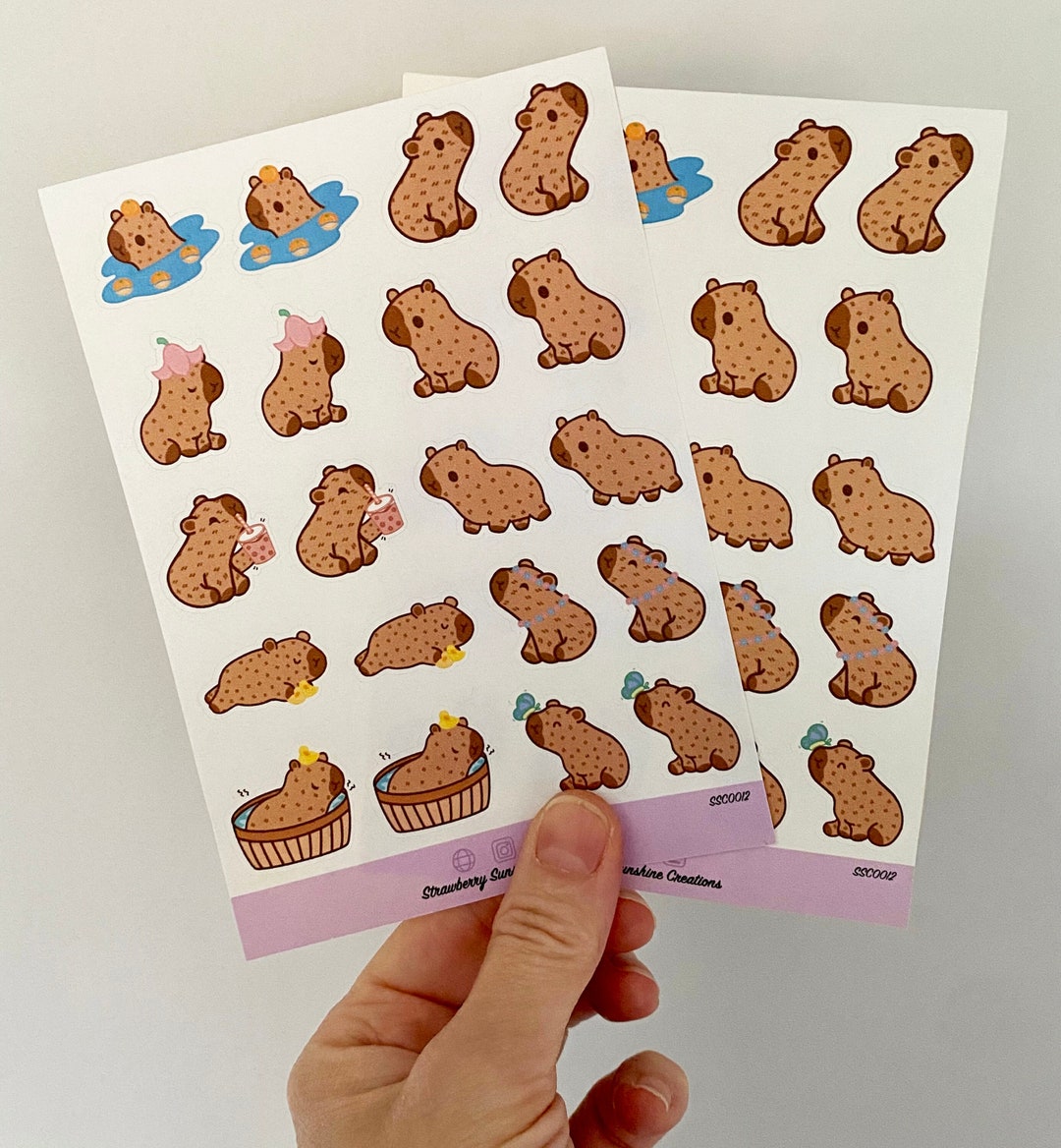 Kawaii Capybara Sticker Sheet - Kawaii - Capybara - Stickers - Sticker ...