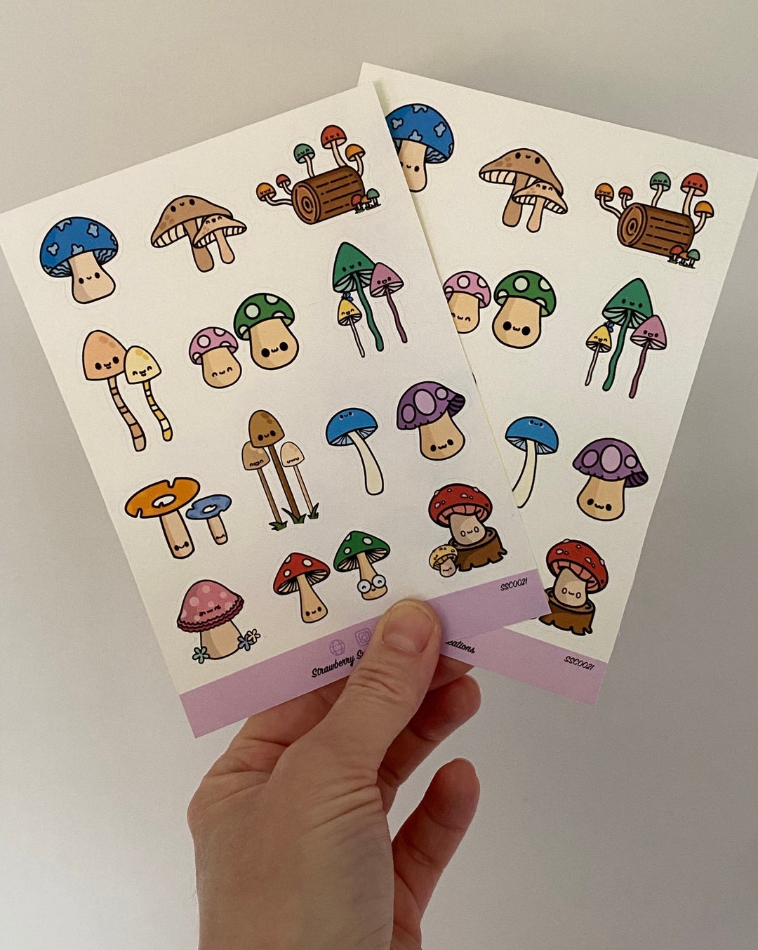 Kawaii Mushroom Sticker Sheet - Kawaii - Mushroom - Stickers - Sticker ...