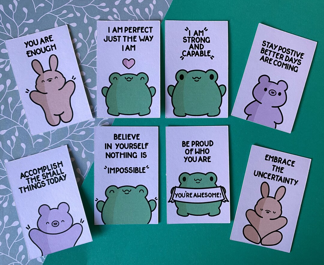 Kawaii Mini Self Love Affirmation Cards - Affirmation - Frog - Positive ...