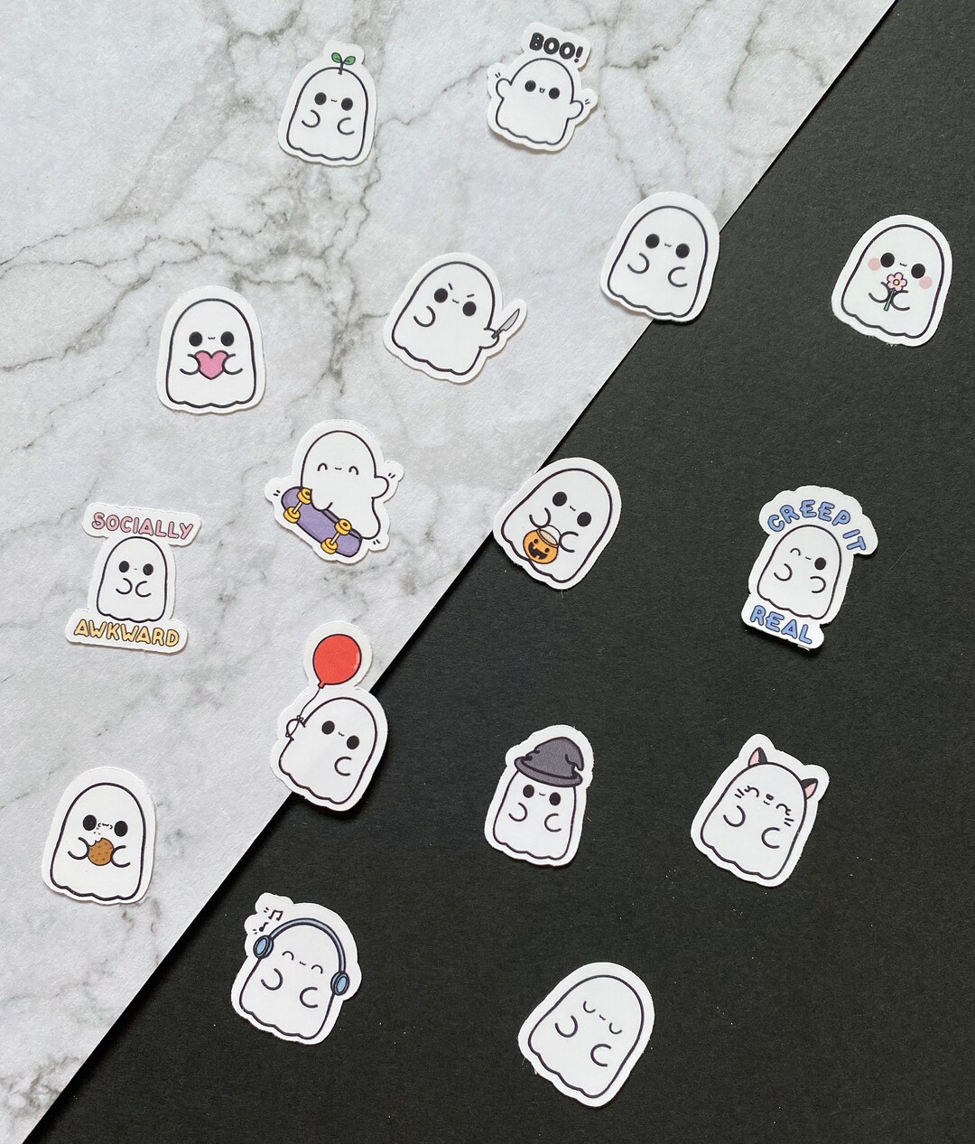 Kawaii Ghostie Sticker Pack Kawaii Ghost Halloween Stickers Sticker Pack - Etsy