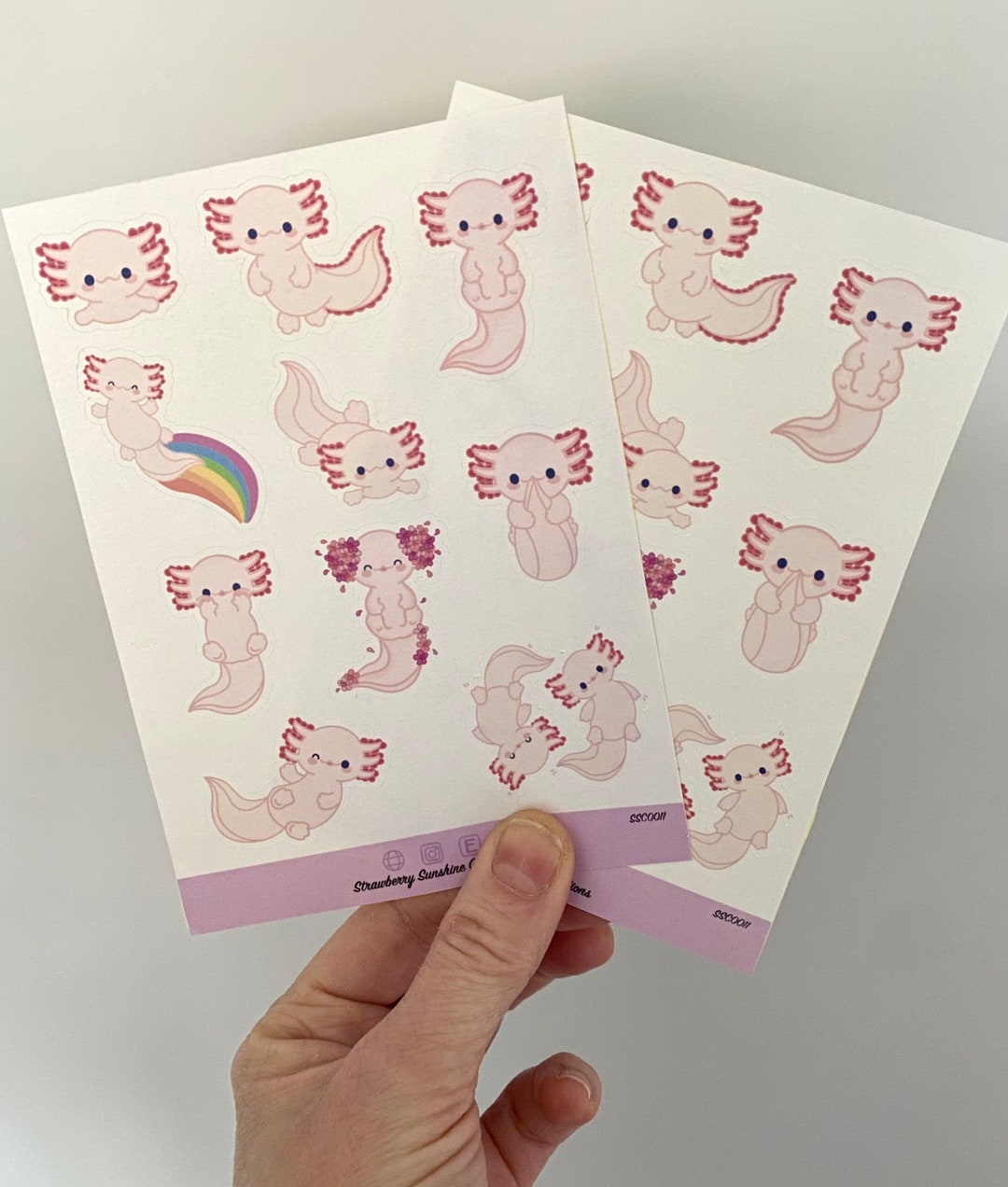 Kawaii Axolotl Sticker Sheet - Axolotl - Stickers - Sticker Sheet - SSC ...