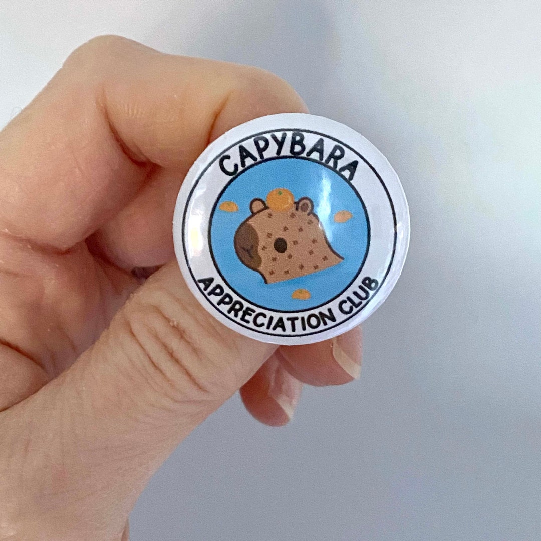 Kawaii Capybara Appreciation Club Button Badge - Kawaii - Capybara ...