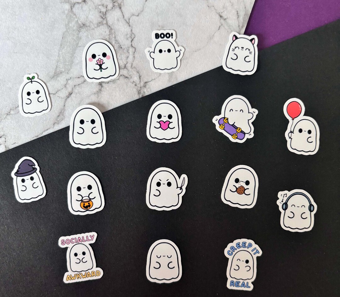 Kawaii Mini Ghost Stickers - Kawaii - Stickers - Sticker Pack ...