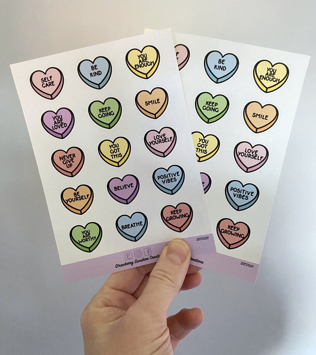 Kawaii Self Care Heart Sticker Sheet - Self Care - Heart - Sticker ...