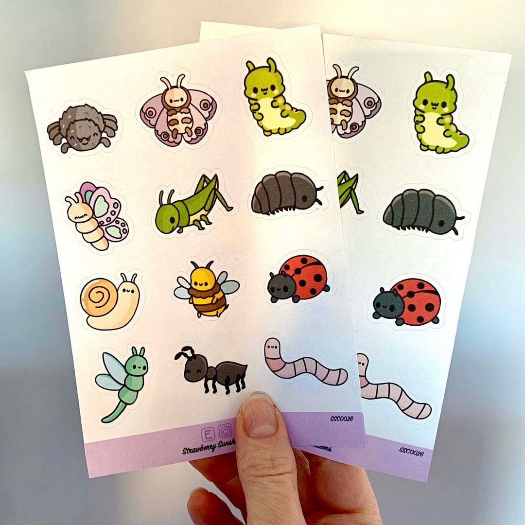 Kawaii Bug Sticker Sheet - Bug - Ladybird - Butterfly - Stickers ...