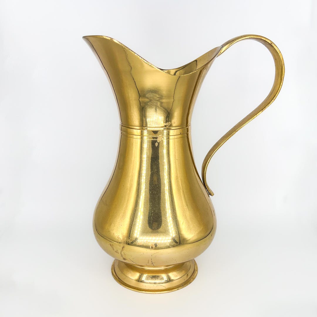 Vintage Solid Brass Pitcher - Etsy