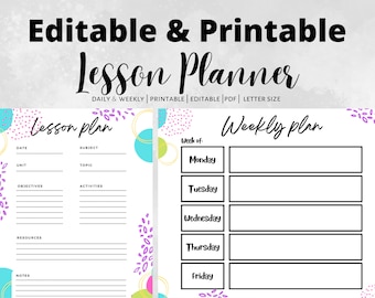 Teacher Lesson Plan Template, Weekly Lesson Plan, Teacher Organizer ...