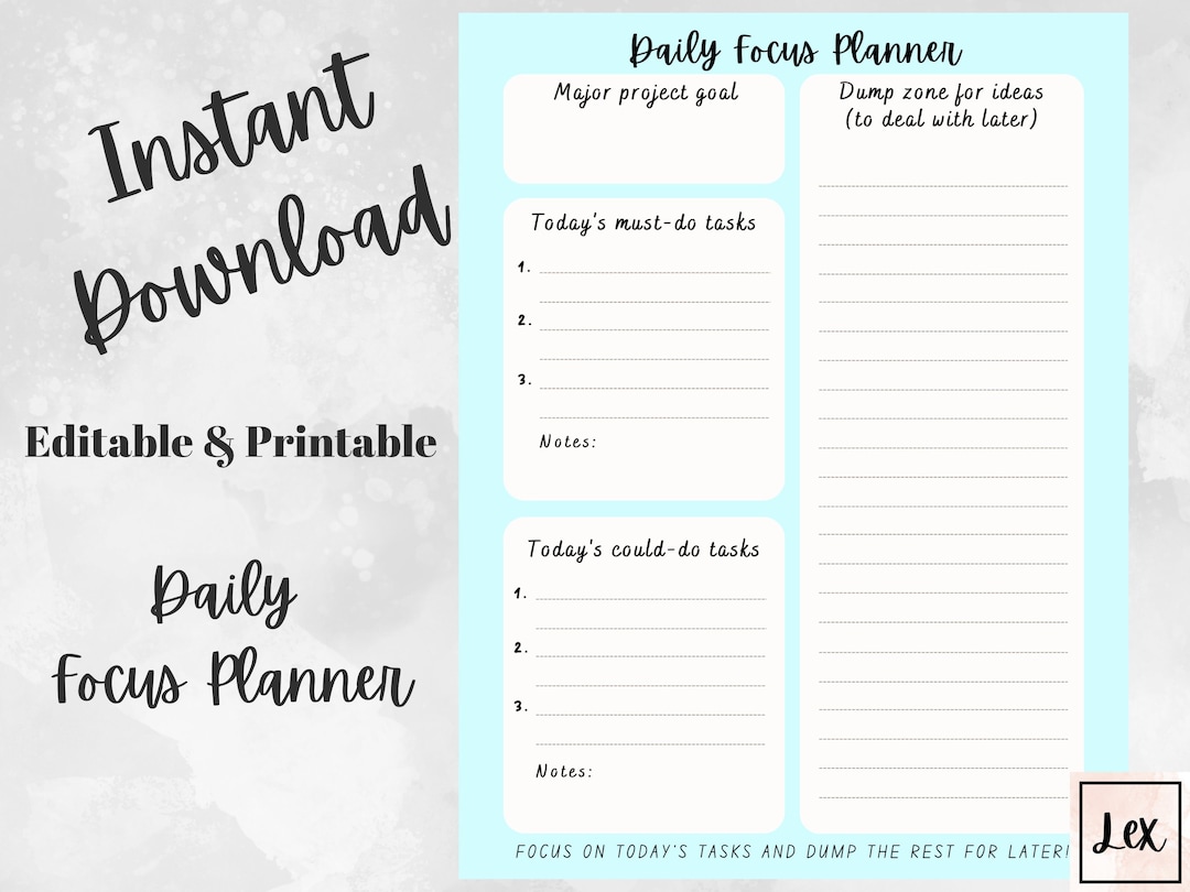 Daily Focus Planner, Goal Setting, to Do List, Goal Planning, Teacher ...