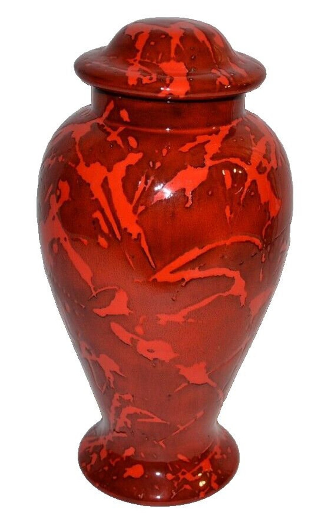 Arnels MCM Asian Design Hand Painted Ceramic Red Lidded Ginger Jar ...