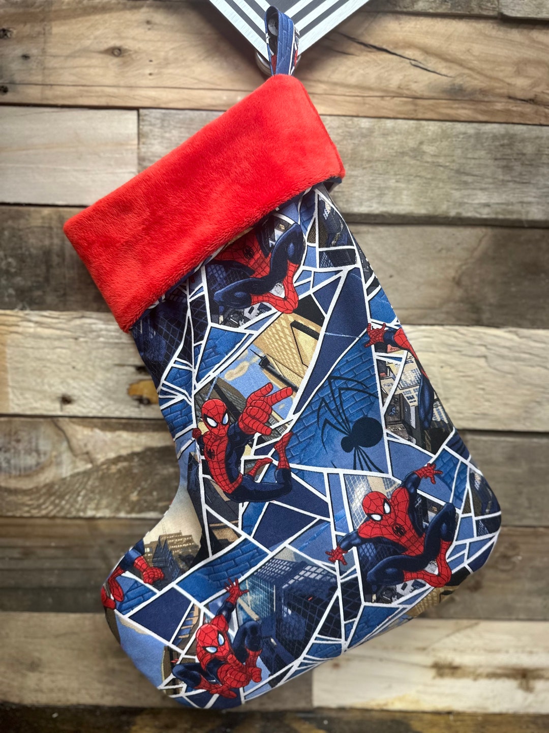 Spiderman Christmas Stocking - Etsy